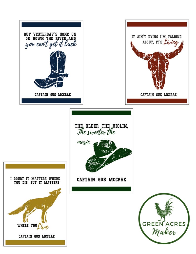 Gus Mccrae Printable Wall Art Collage, Western Collage, Texas ...