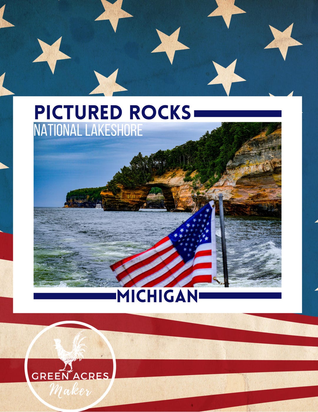 Pictured Rocks Photo Poster, Michigan Wall Art, Upper Peninsula Art ...