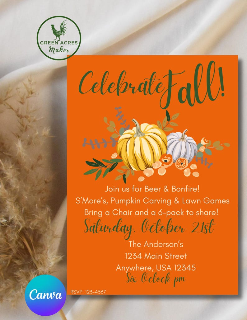 Customizable Fall Party Invitation - Celebrate Fall! Customize This ...