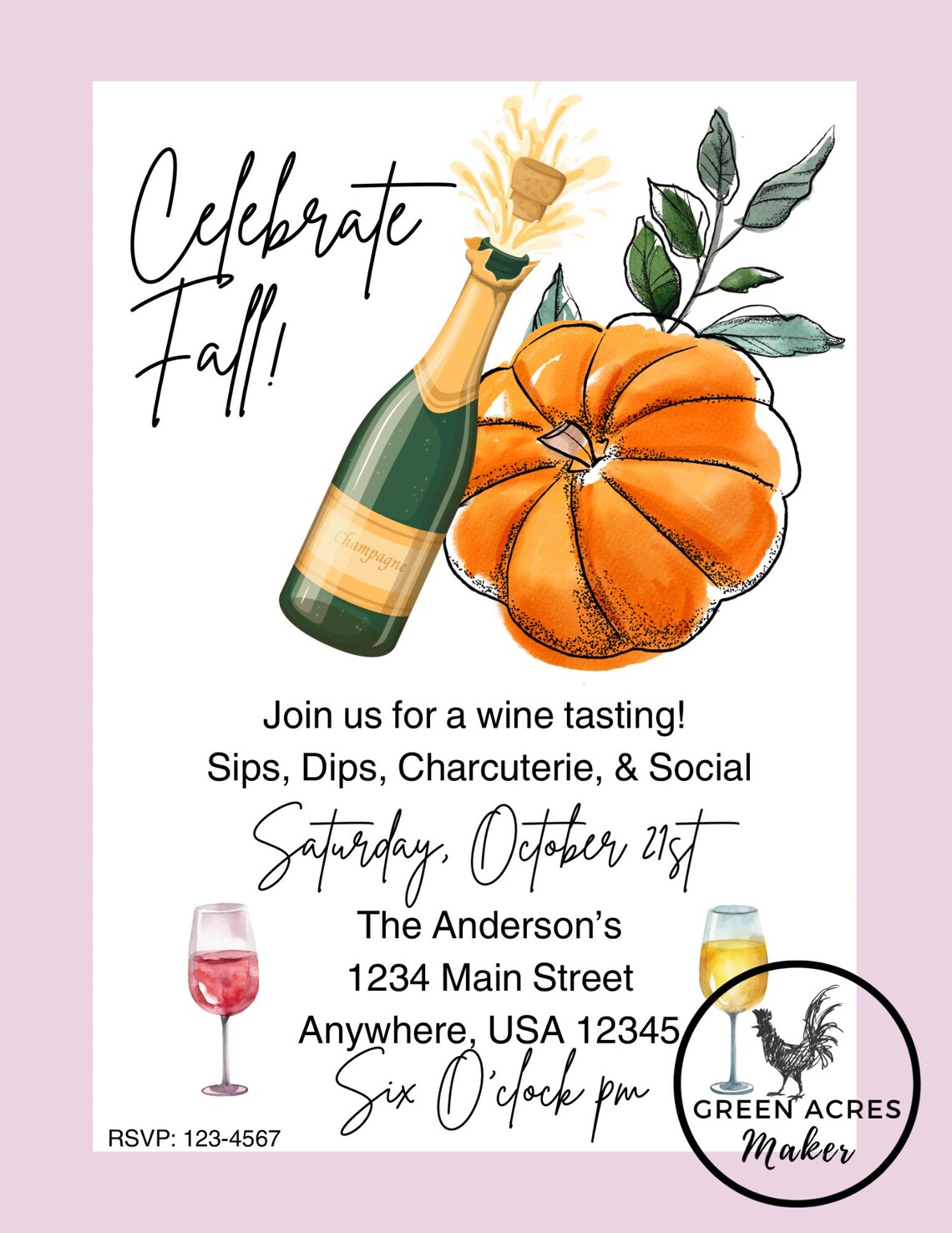 Customizable Fall Wine Tasting Invitation - Celebrate Fall! Customize ...