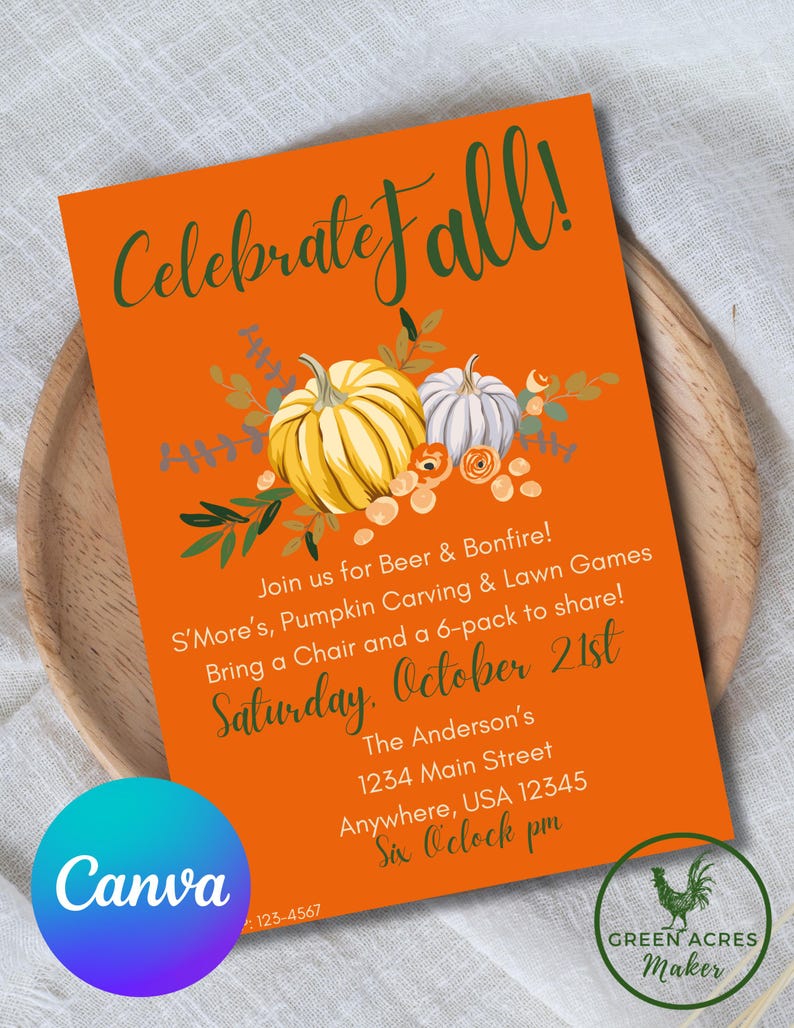 Customizable Fall Party Invitation - Celebrate Fall! Customize This ...
