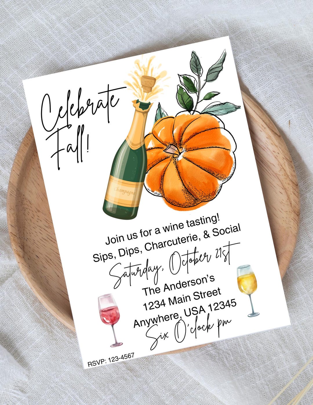 Customizable Fall Wine Tasting Invitation - Celebrate Fall! Customize ...