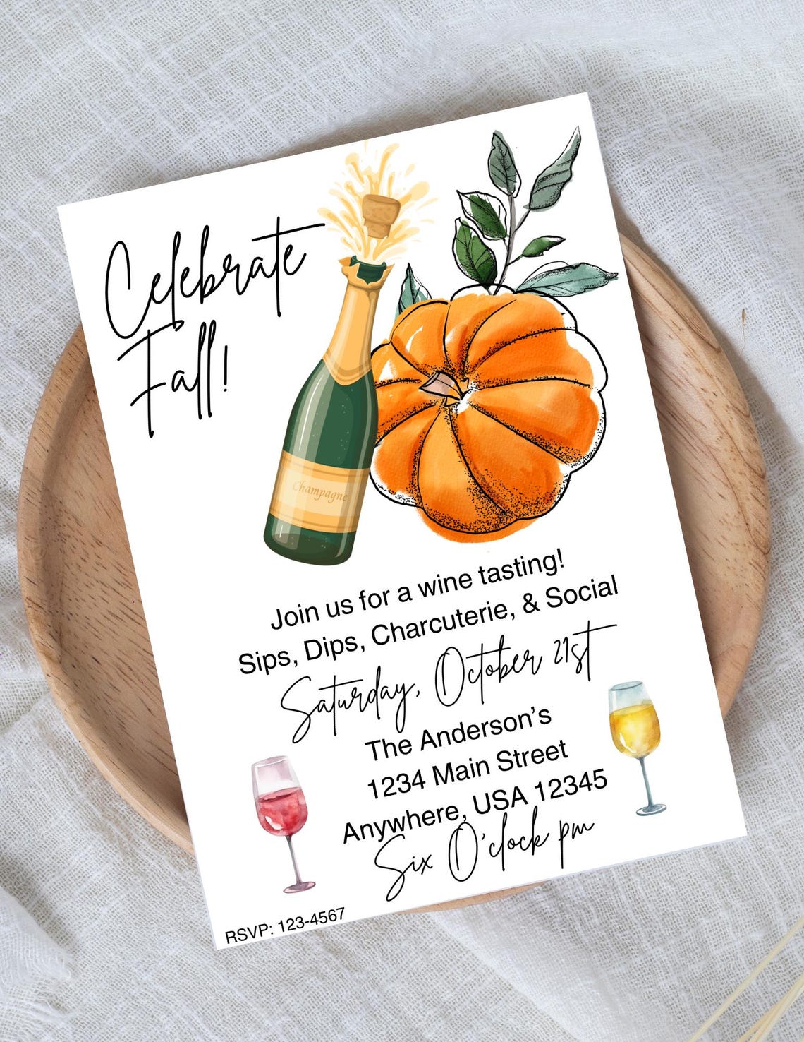 Customizable Fall Wine Tasting Invitation - Celebrate Fall! Customize ...