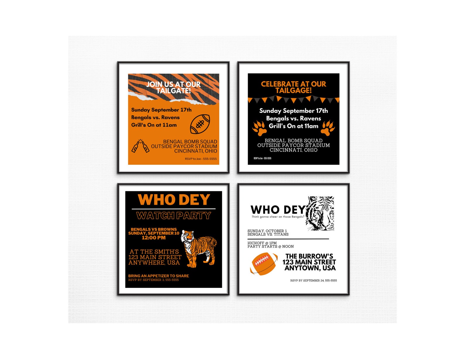 NFL Cincinnati Bengals Bundle - Party Planner, Printable Football Wall ...