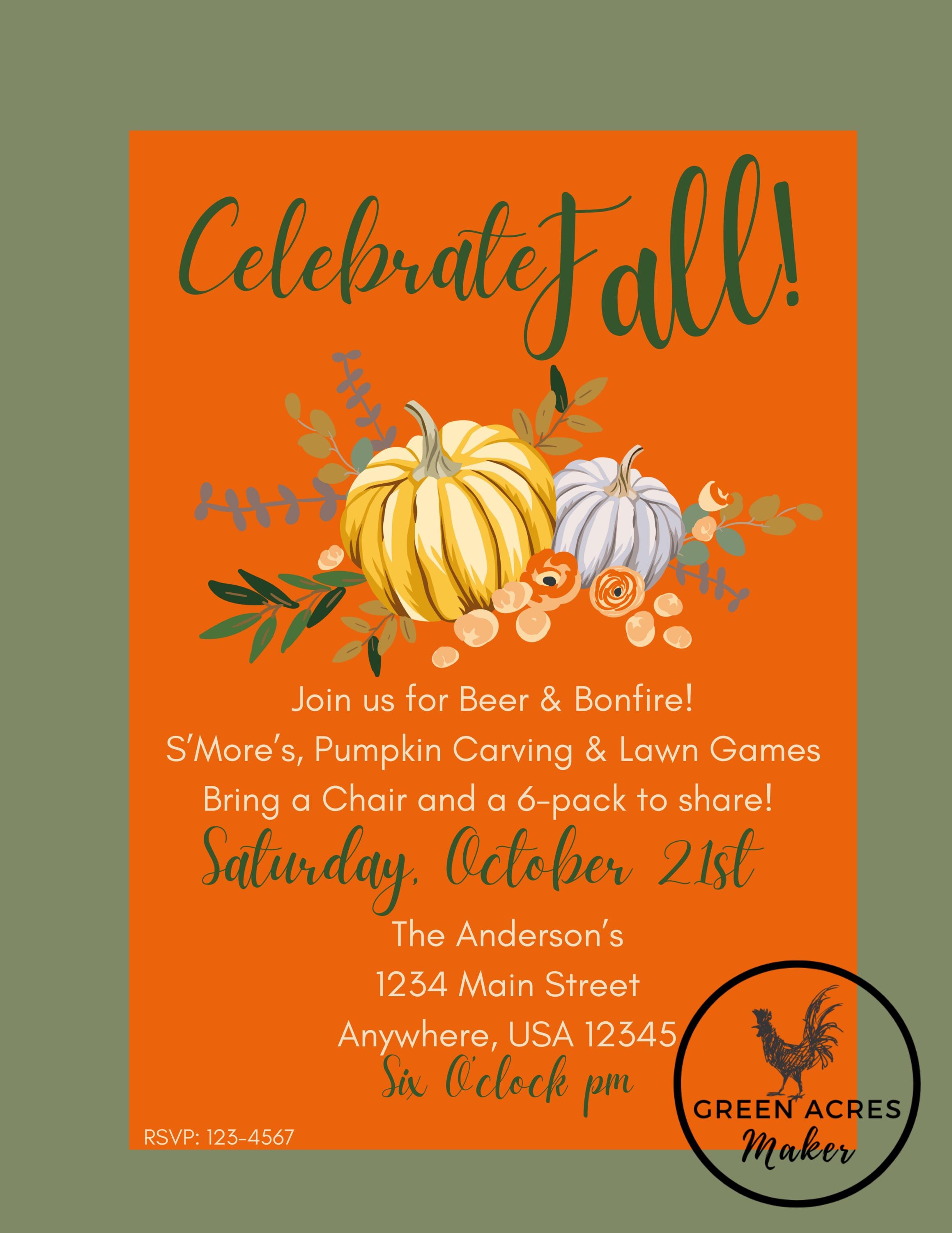 Customizable Fall Party Invitation - Celebrate Fall! Customize This ...