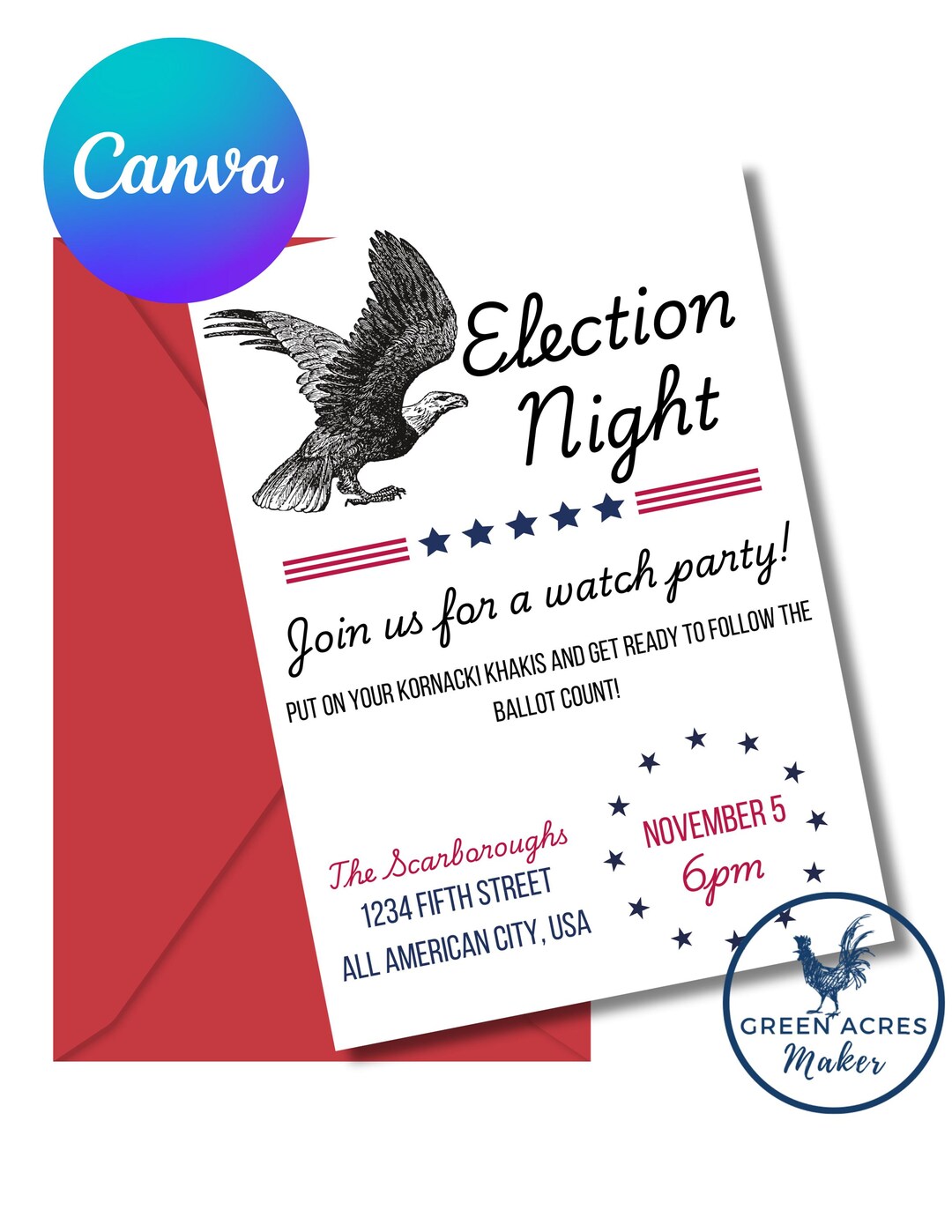 Customizable Election Night Invitation - VOTE! Customize This ...