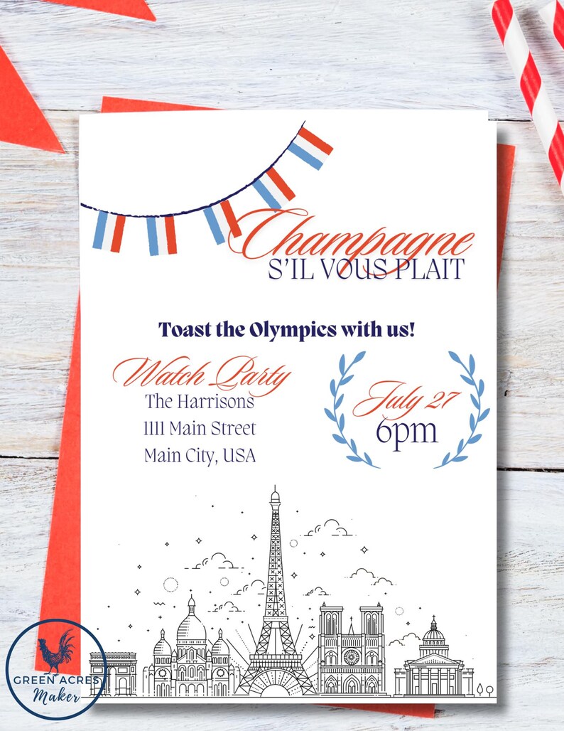 Customizable Paris Olympics Party Invitation - Canva Template ...