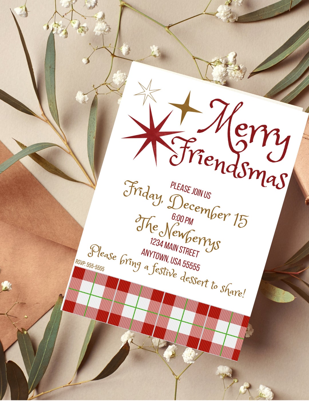 Friendsmas Mid-century Invitation Template - Customize for Free in ...