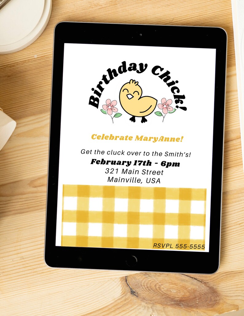 Customizable Birthday Chick Invite - Canva Template - Customize for ...