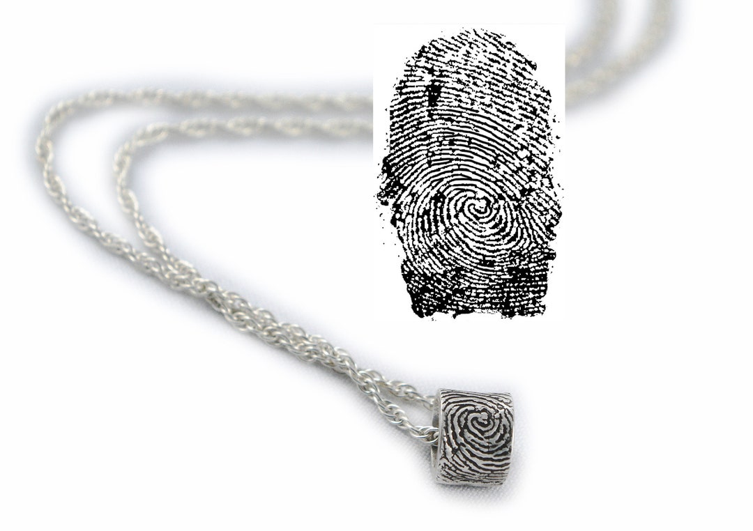 Fingerprint Necklace, Fingerprint Jewelry - Silver Fingerprint Bead ...