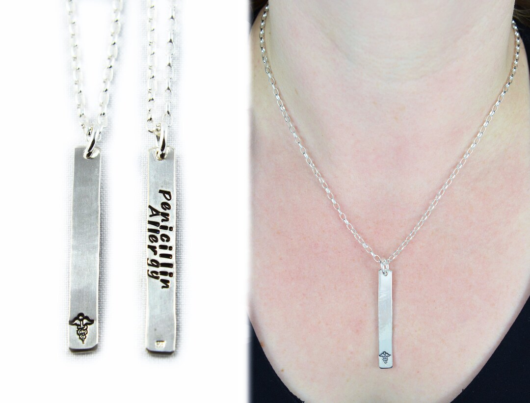 Silver Medical Alert Necklace With Conditions, Allergies or ...