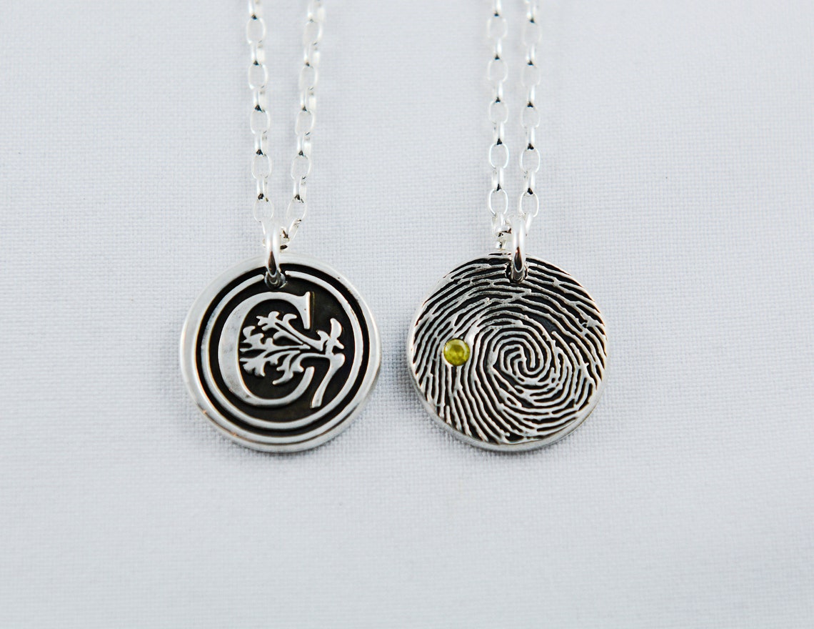 Fingerprint Necklace Fingerprint Jewelry Monogram Necklace | Etsy