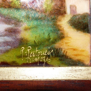 Limoges Enamel Plaque by R Restoueix Depicting Limousin Country Scene ...