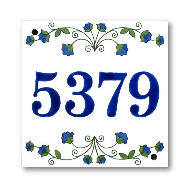 Ceramic Address Plaque House Numbers Address Sign Blue - Etsy