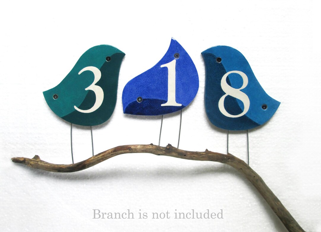 Custom House Numbers Blue Birds, Ceramic House Numbers, Outdoor House ...
