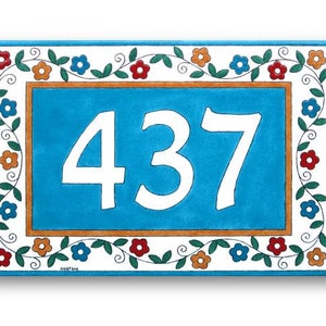 Address Plaque, House Numbers Sign, Painted Ceramic Tile, Custom House ...