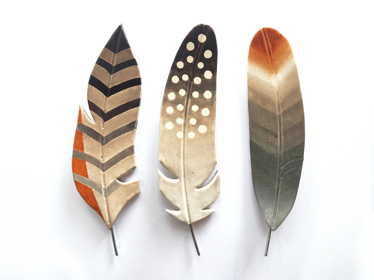 Feather Wall Art Set of 3 Feathers Wall Decor Wall Hanging - Etsy