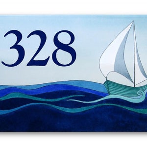 Beach House Numbers, Address Sign, Custom Beach Sign With Sailboat ...
