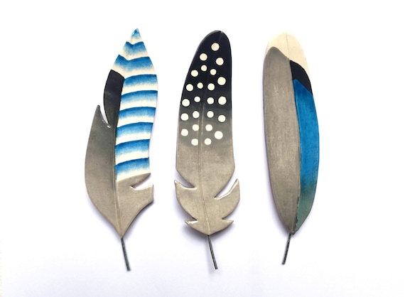 Feather Wall Art Set of 3 Feathers Wall Decor Wall Hanging - Etsy