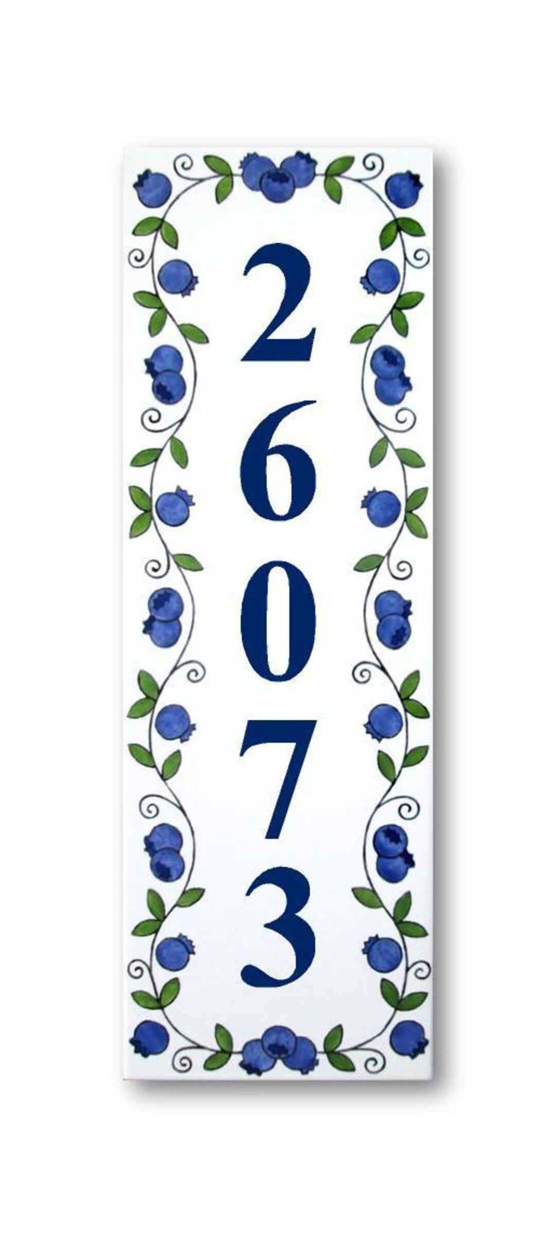 Blueberries Vertical Sign, House Numbers Plaque, Vertical House Numbers ...