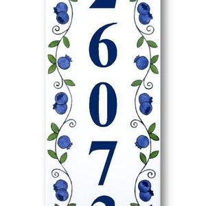 Blueberries Vertical Sign, House Numbers Plaque, Vertical House Numbers ...