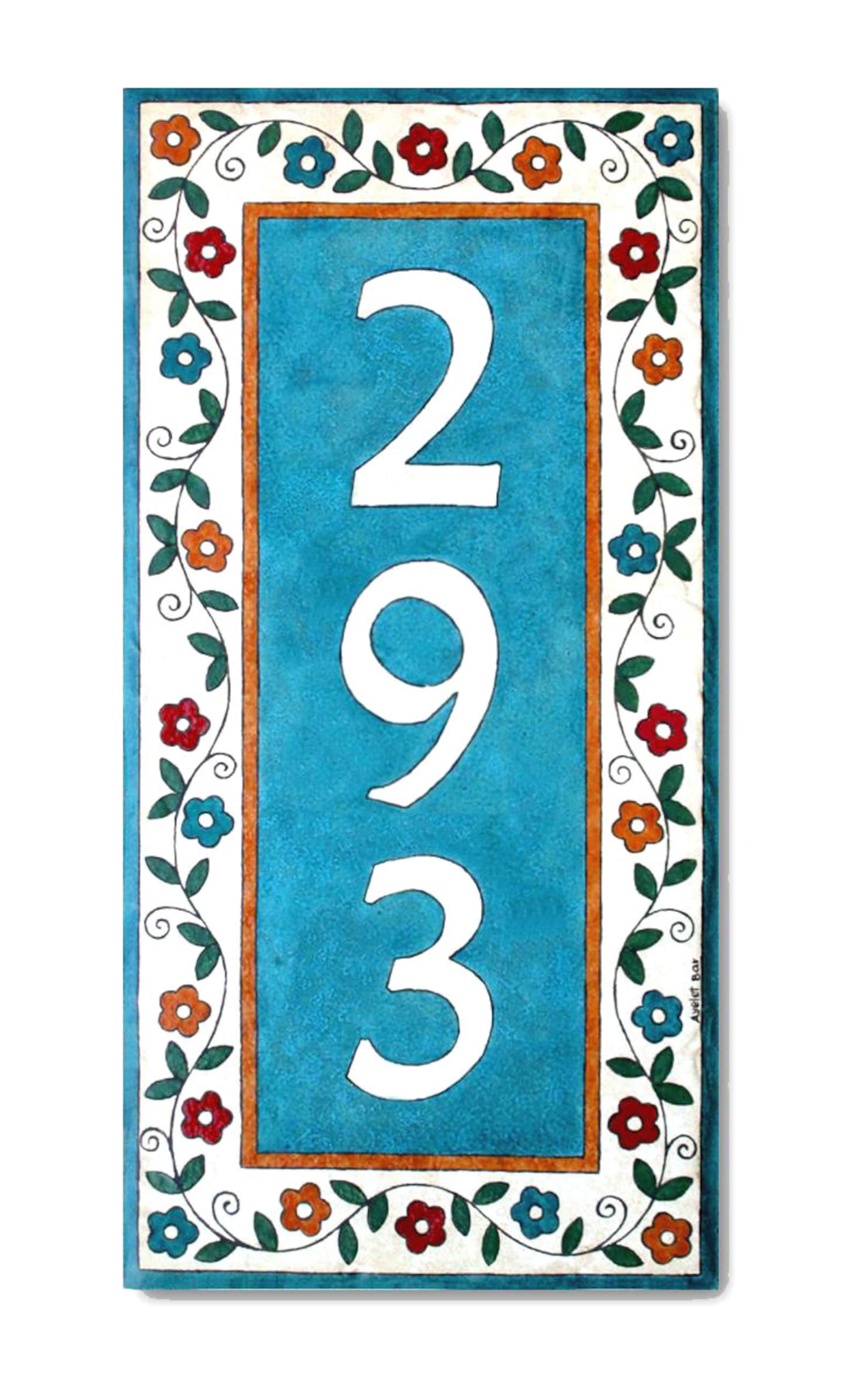 Wall hanging vertical sign House number sign Vertical number | Etsy