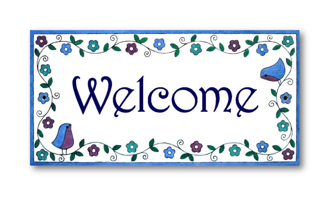 Ceramic Welcome Door Sign, Hand-painted Door Tile, Custom Door Decor ...
