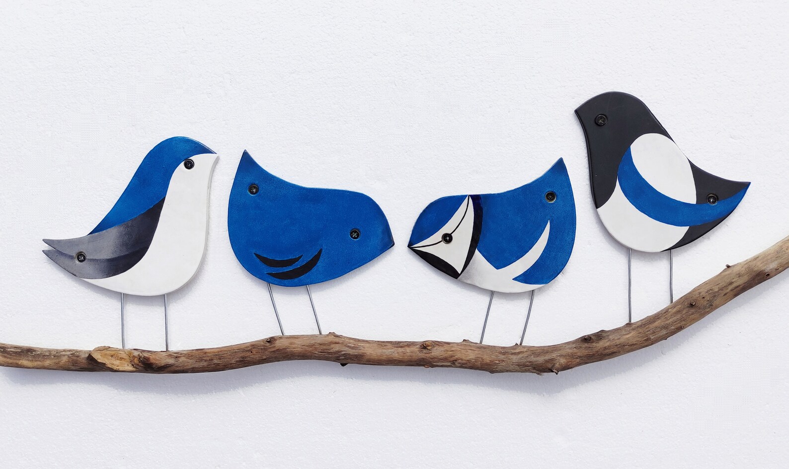 Blue Birds Wall Decor Wall Art Ceramic Perching Birds | Etsy