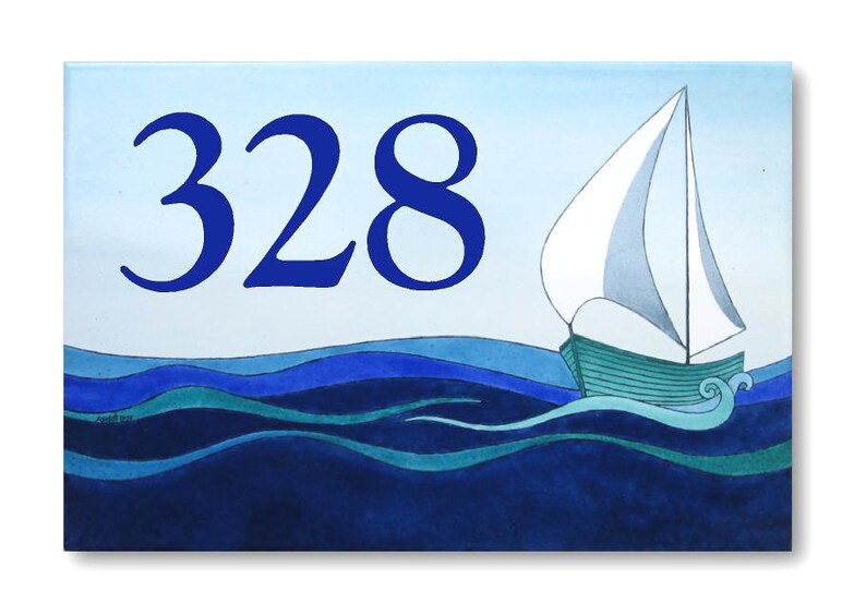 Address Plaque House Numbers sign Nautical Sign Painted | Etsy
