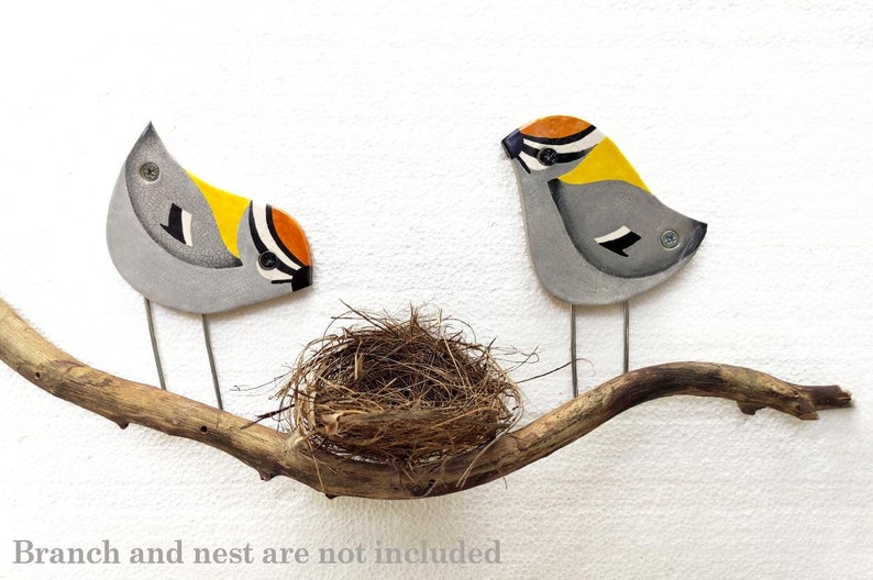 Birds Wall Art, Ceramic Garden Decor, Outdoor Wall Art, Bird Wall Decor ...
