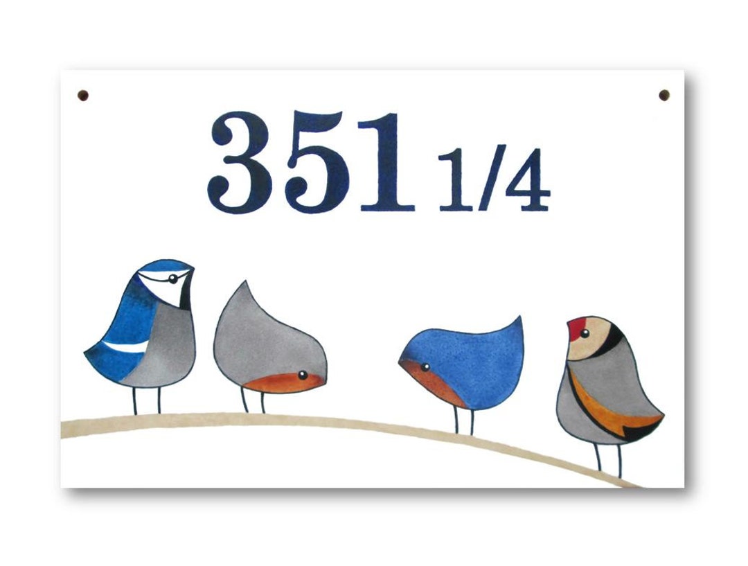 Custom Address Numbers Plaque Songbirds, Personalized House Numbers ...