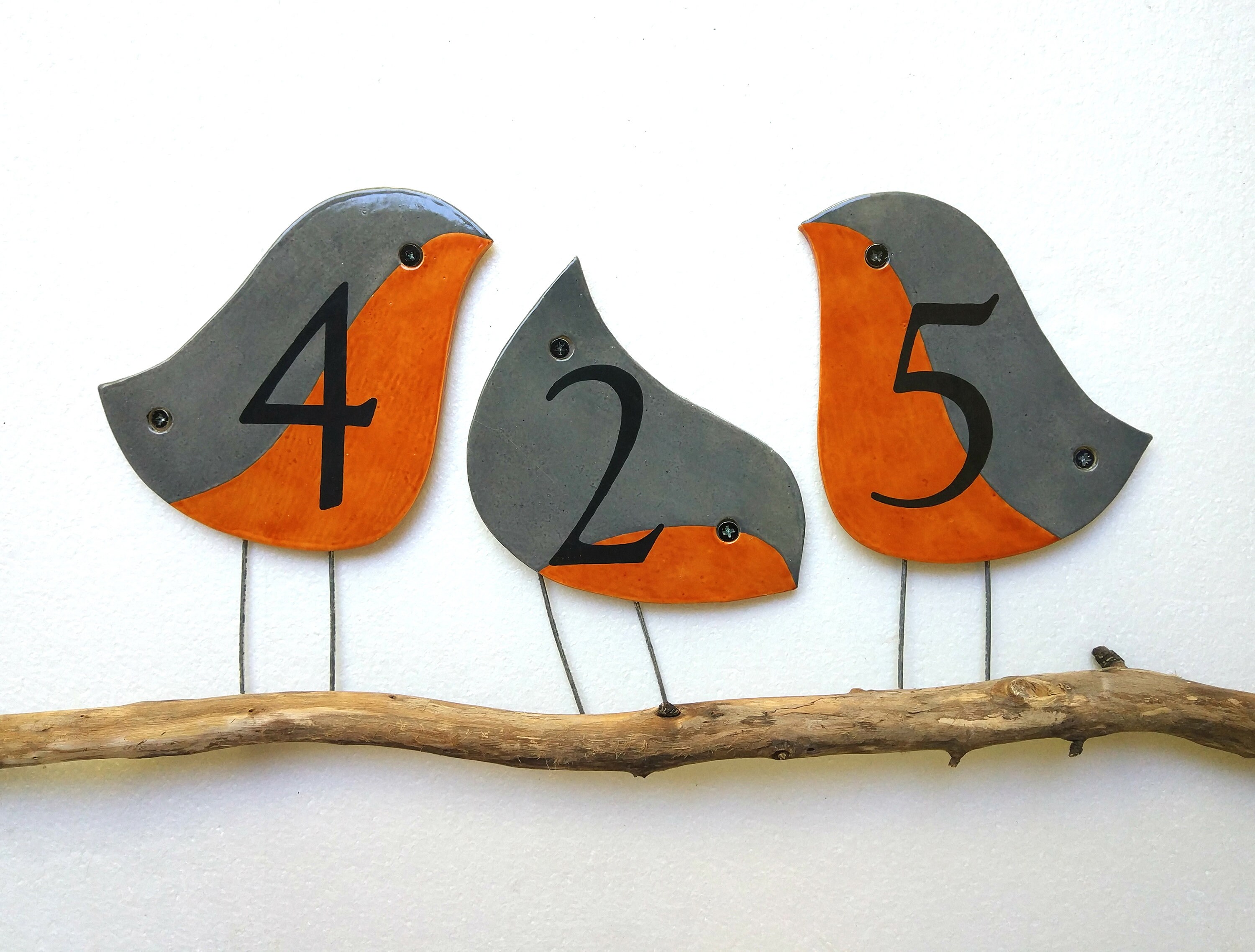 Custom House Numbers Blue Birds Ceramic House Numbers | Etsy