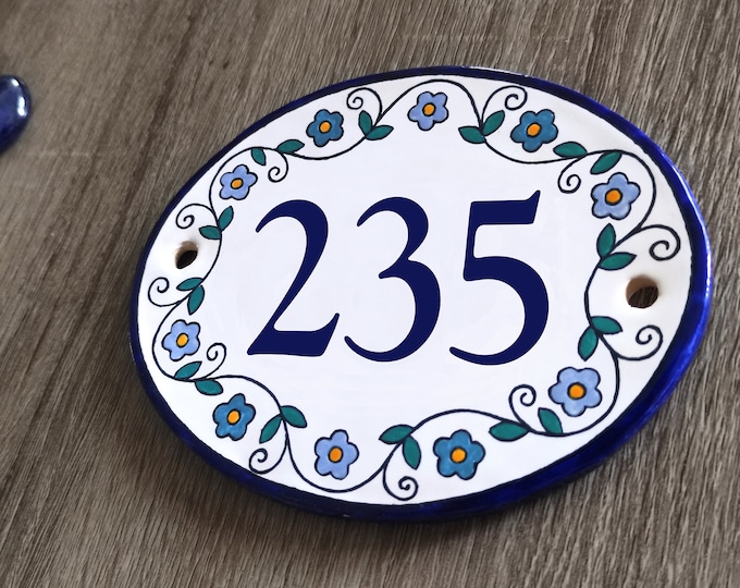 Custom Ceramic House Name Sign - Hand Painted Cottagecore Roses Garden ...