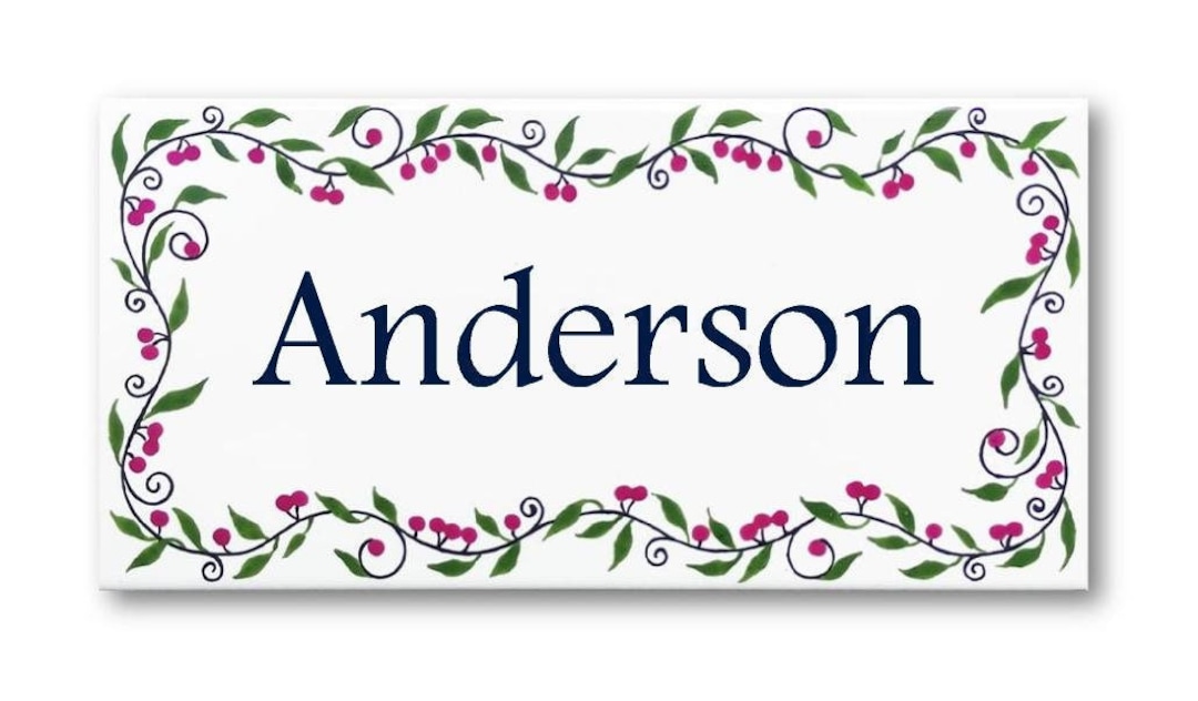 Personalized House Name Plaque, Custom Name Sign, Front Door Name Tile ...