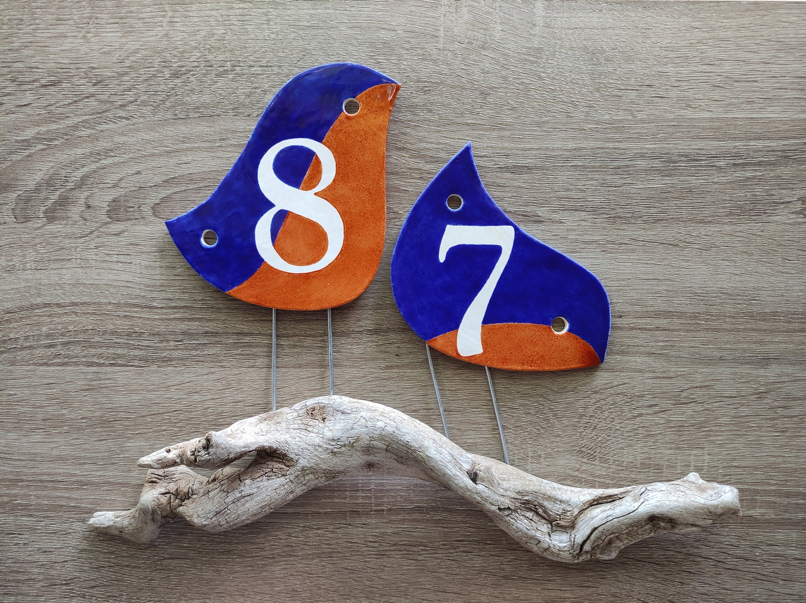 Custom House Numbers Blue Birds Ceramic House Numbers | Etsy