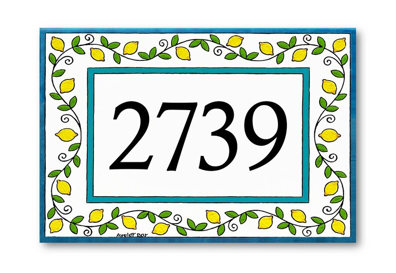 Custom Numbers Sign, Ceramic House Plaque With Lemons, Personalized ...