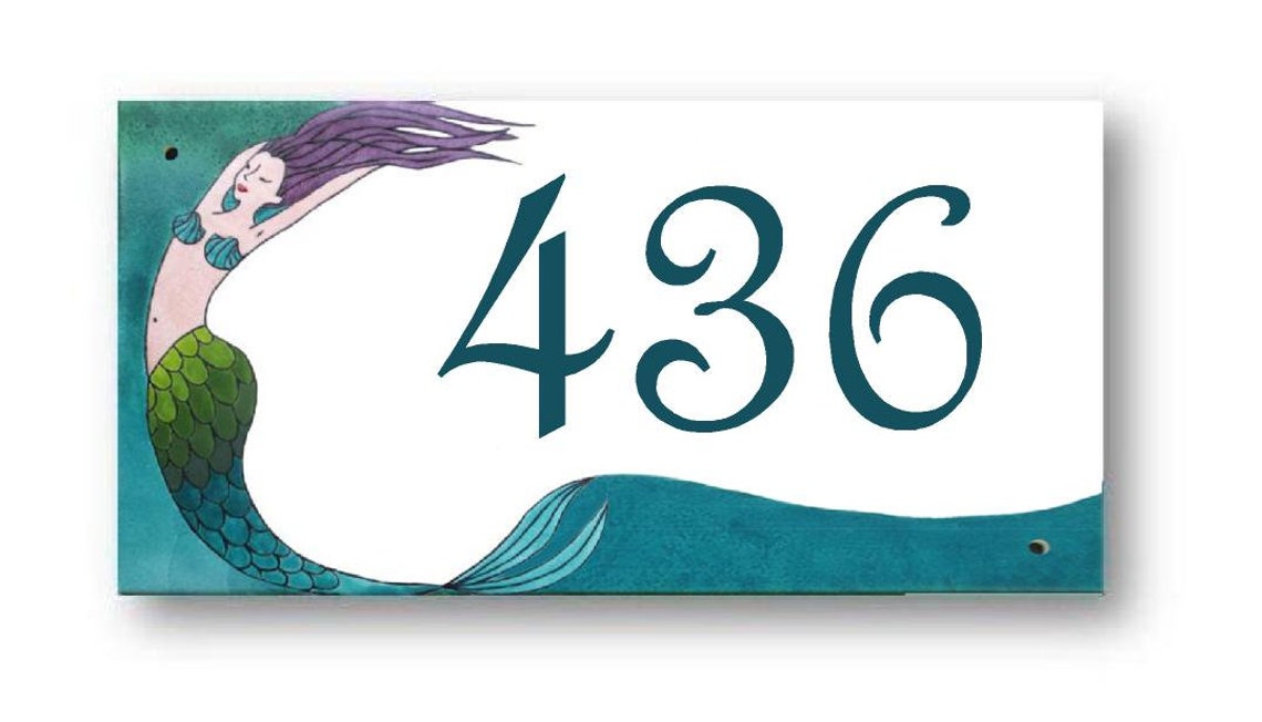 Mermaid Address Sign Beach House Sign Personalized Beach | Etsy