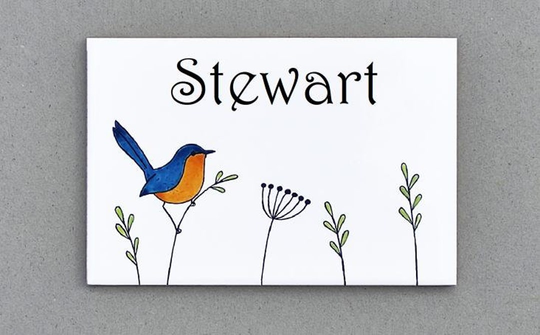 Custom Ceramic Name Sign With Bird, Personalized Name Plaque, Ceramic ...