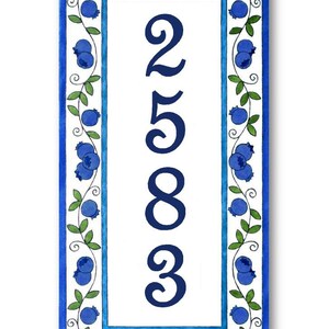 Blueberries Vertical Sign, House Numbers Plaque, Vertical House Numbers ...