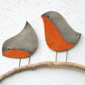 The Robin Wall Art, Ceramic Garden Decor, Outdoor Wall Art, Perching ...