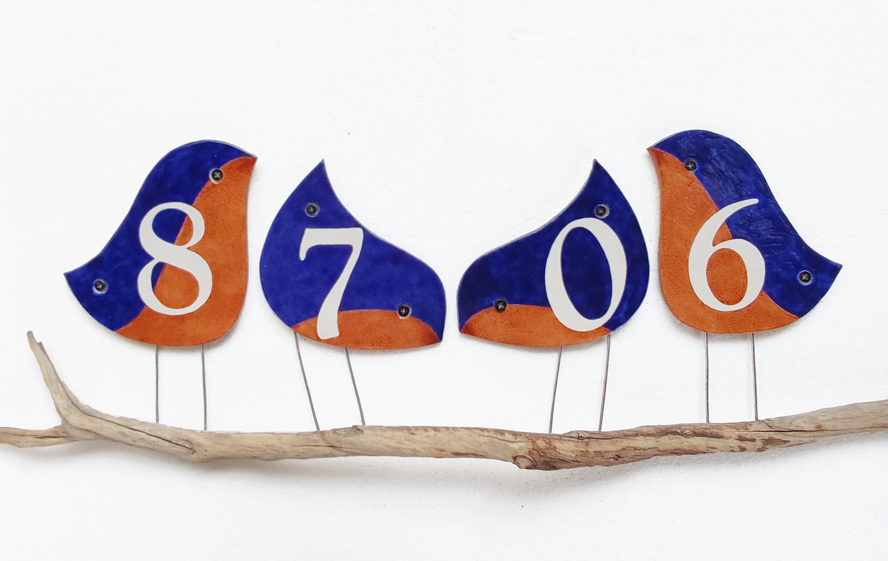 Custom House Numbers Blue Birds Ceramic House Numbers | Etsy