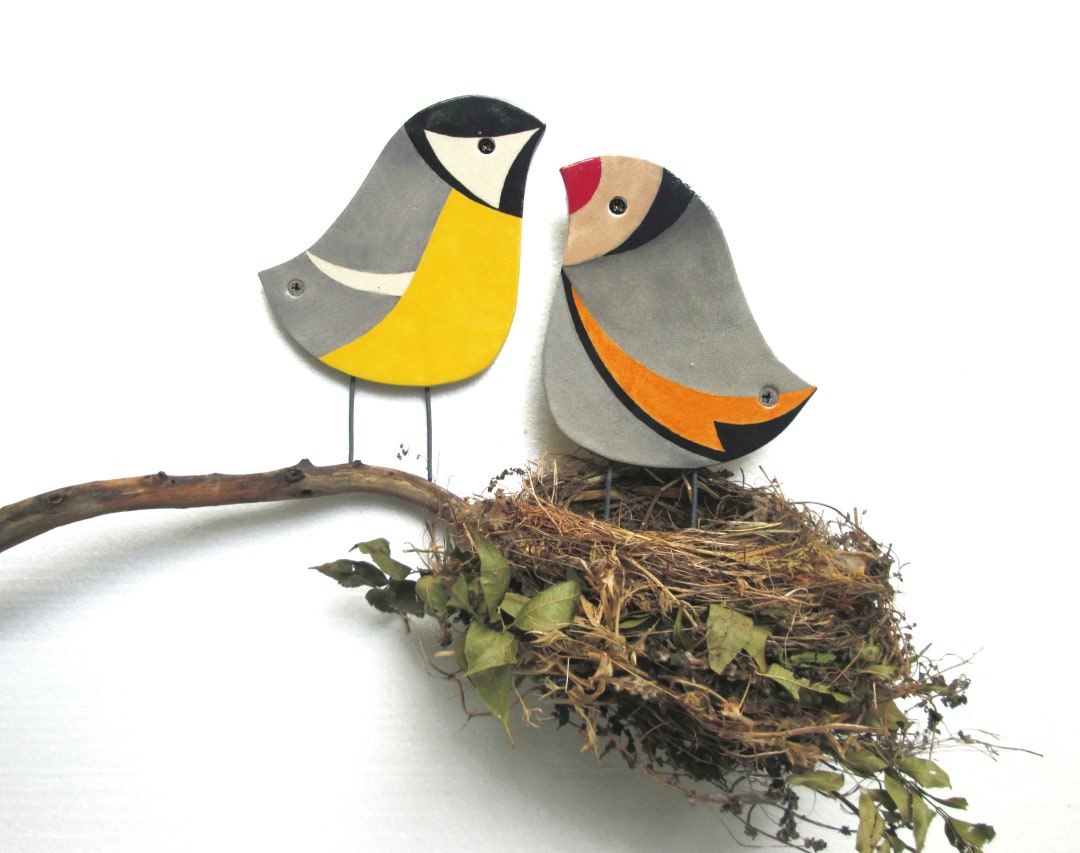 Bird Wall Decor, Ceramic Garden Art, Outdoor Wall Art, Songbirds Grden ...