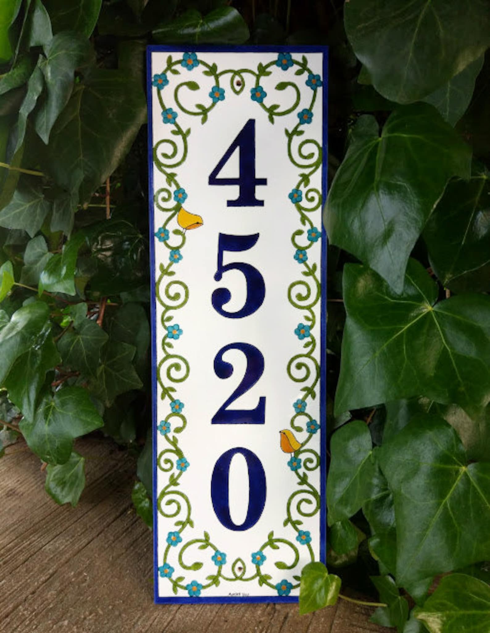 Wall hanging vertical sign House number sign Vertical number | Etsy