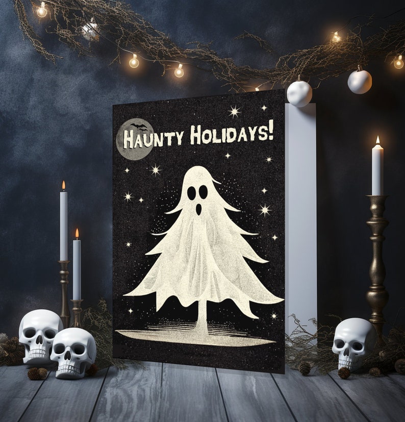 Printable Haunty Holidays Ghost Christmas Tree 4x6 Christmas - Etsy