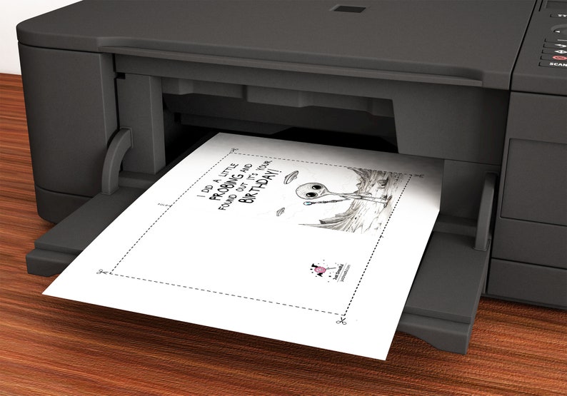 Alien Birthday Card | DIY Print and Cut at Home Gift | Funny UFO Grays ...