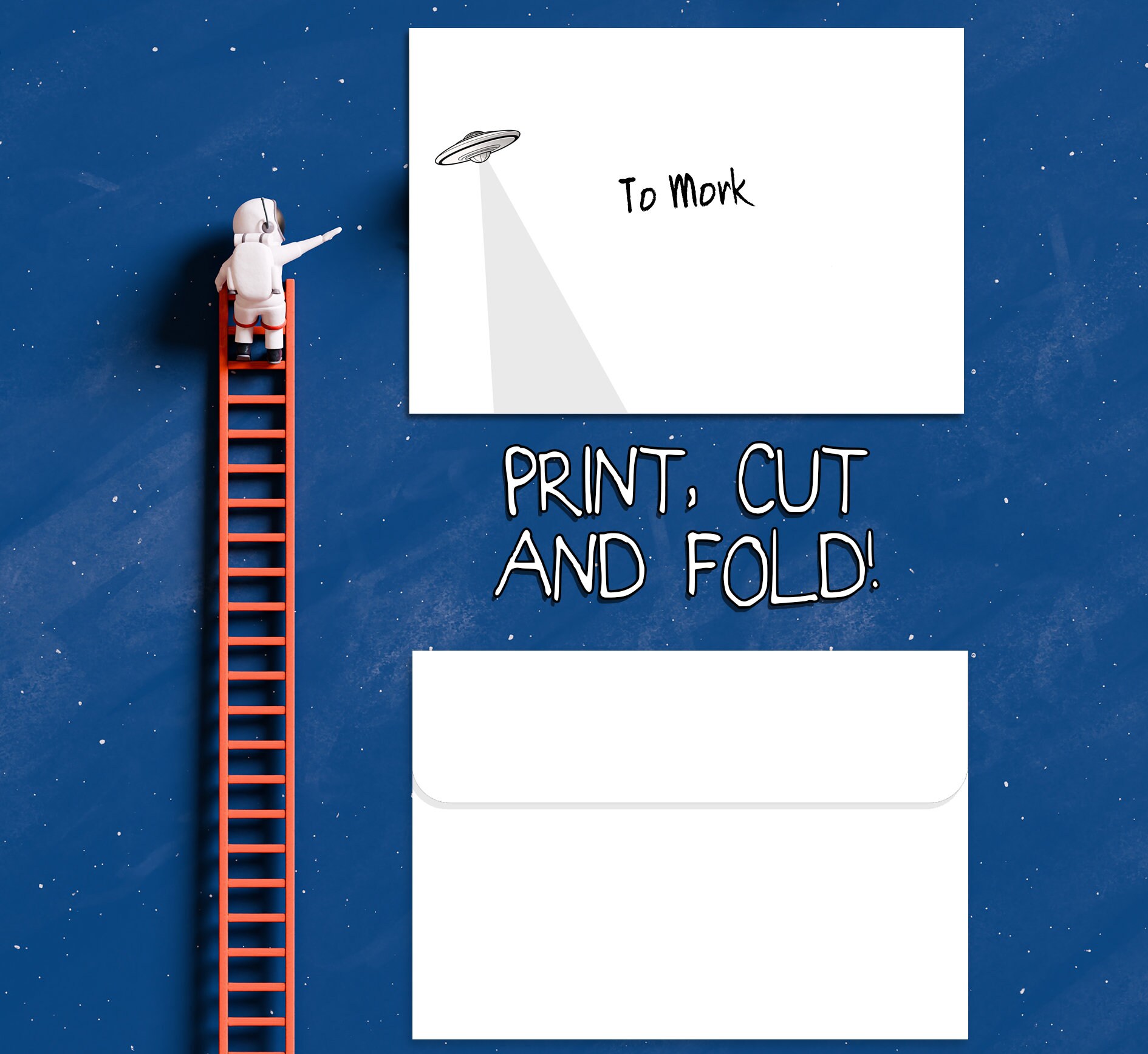 Alien Birthday Card | DIY Print and Cut at Home Gift | Funny UFO Grays ...