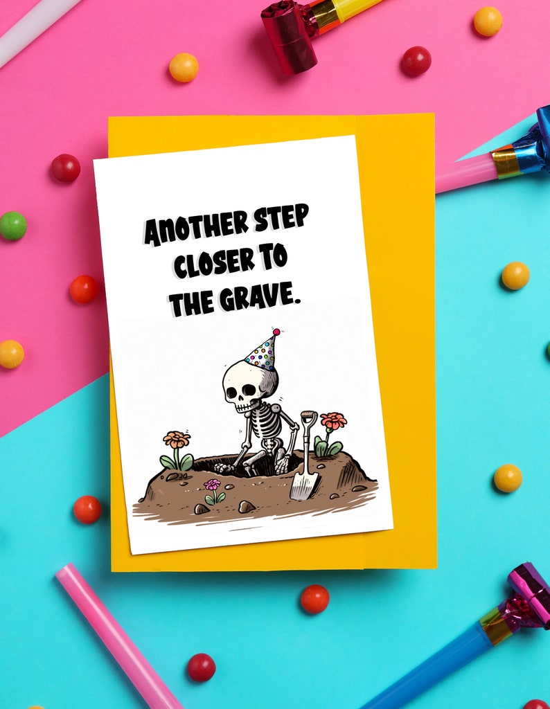 Offbeat Spooky Morbid Birthday Card | DIY Printables - Etsy