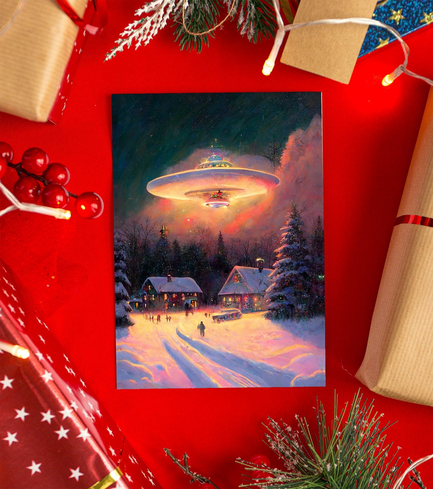 Printable Alien Spaceship Holiday Greeting New Years Card - Etsy