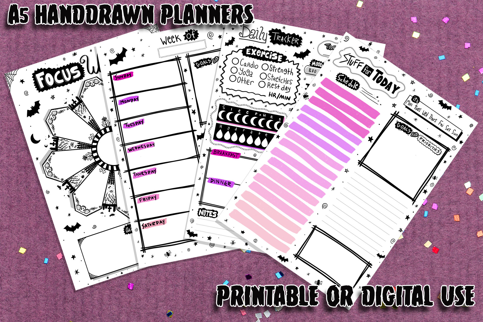 Simple Weekly and Daily Planner With Focus Wheel and Daily Tracker A5 ...