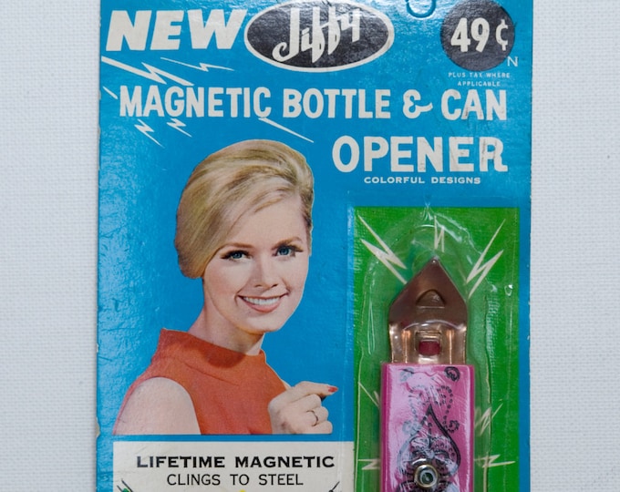 Vintage Jiffy Magnetic Bottle & Can Opener -- New in Package -- Fuschia ...